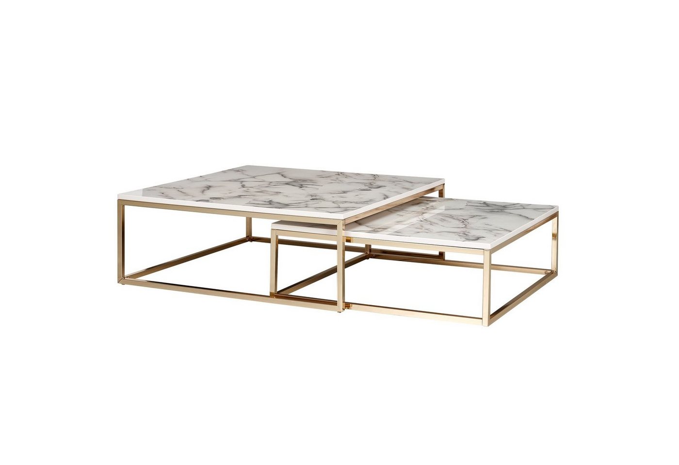 Wohnling Couchtisch »WL6.246«, 2er Set Weiß Marmor Optik Eckig ...