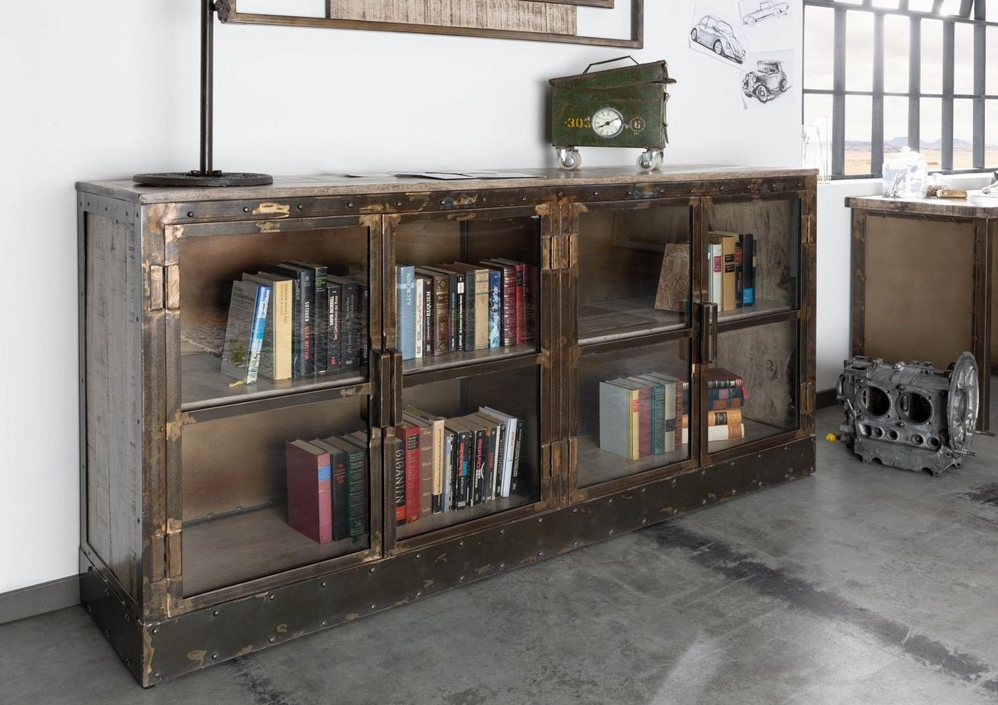 Massivmoebel24 Sideboard »HEAVY INDUSTRY« (Sideboard im Loft Stil, mit ...