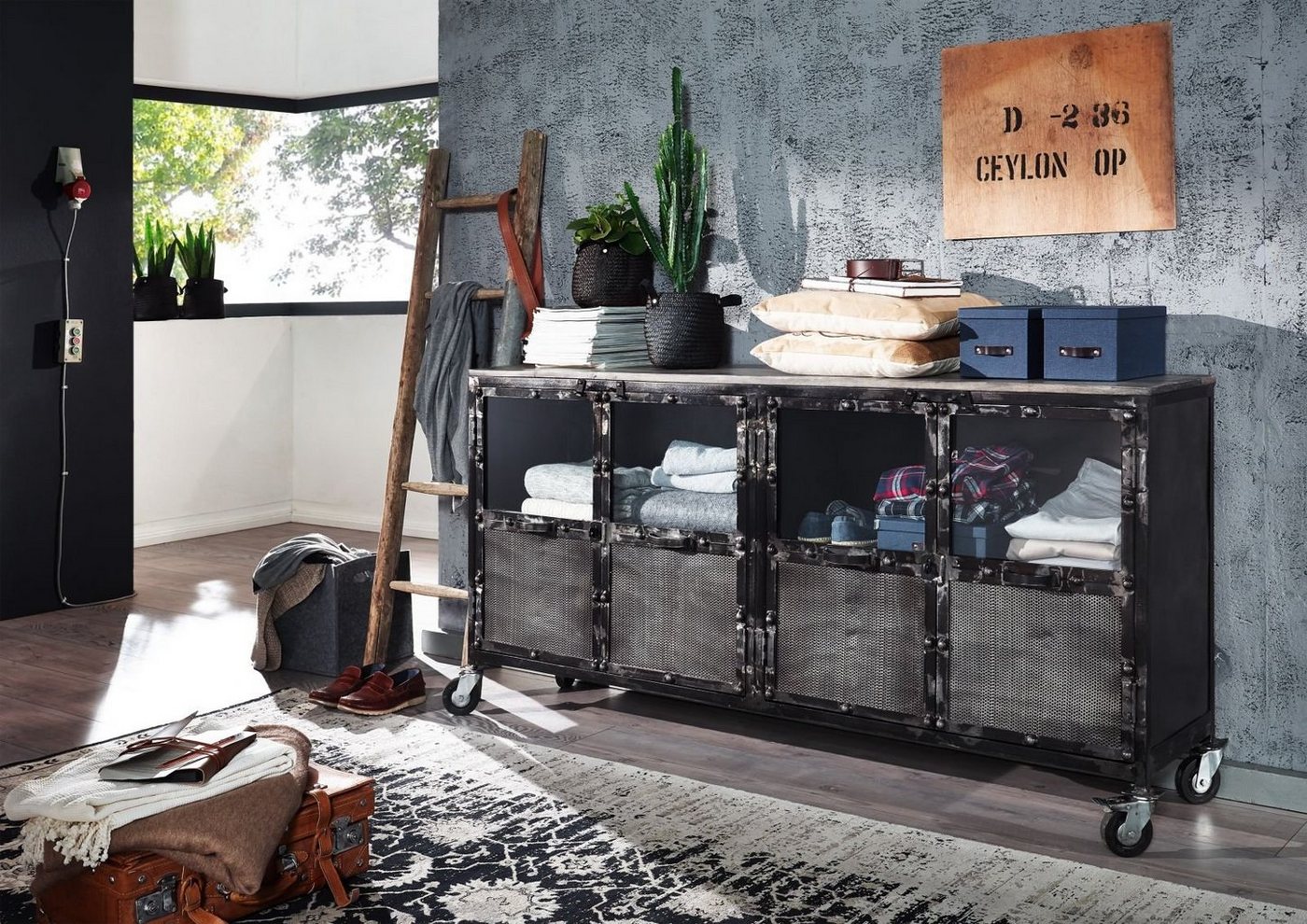 Massivmoebel24 Sideboard »HEAVY INDUSTRY« (Stylisches Sideboard auf ...