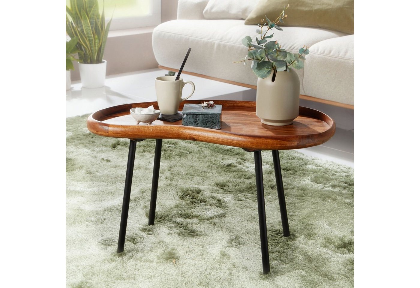 Wohnling Beistelltisch »Couchtisch WL5.670 71x42x40 cm Sheesham massiv ...
